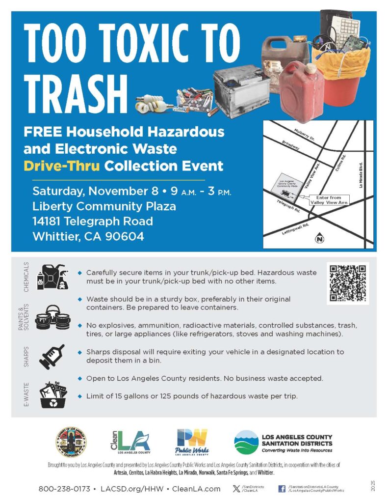 FREE Household Hazardous Waste Roundup for South Whittier, 11/8 ...